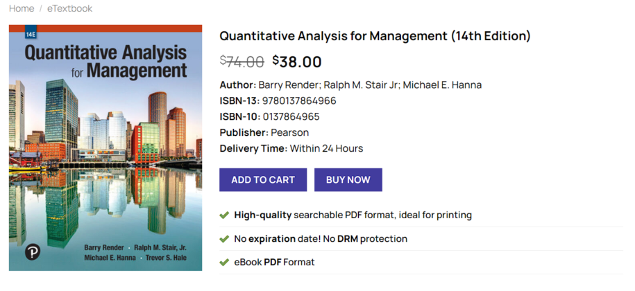 (PDF) Quantitative Analysis for Management, 14th Edition